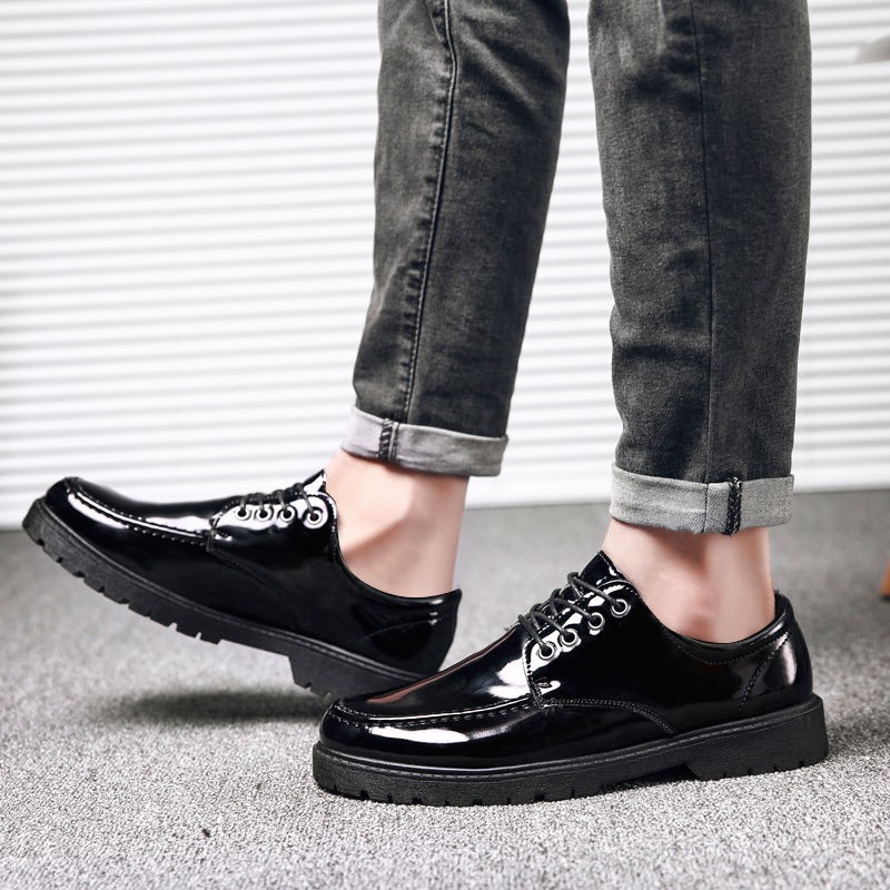 ในสต็อกในร้านของเรา จัดส่งในกรุงเทพฯ Mens Leather Shoes Black Bright ...