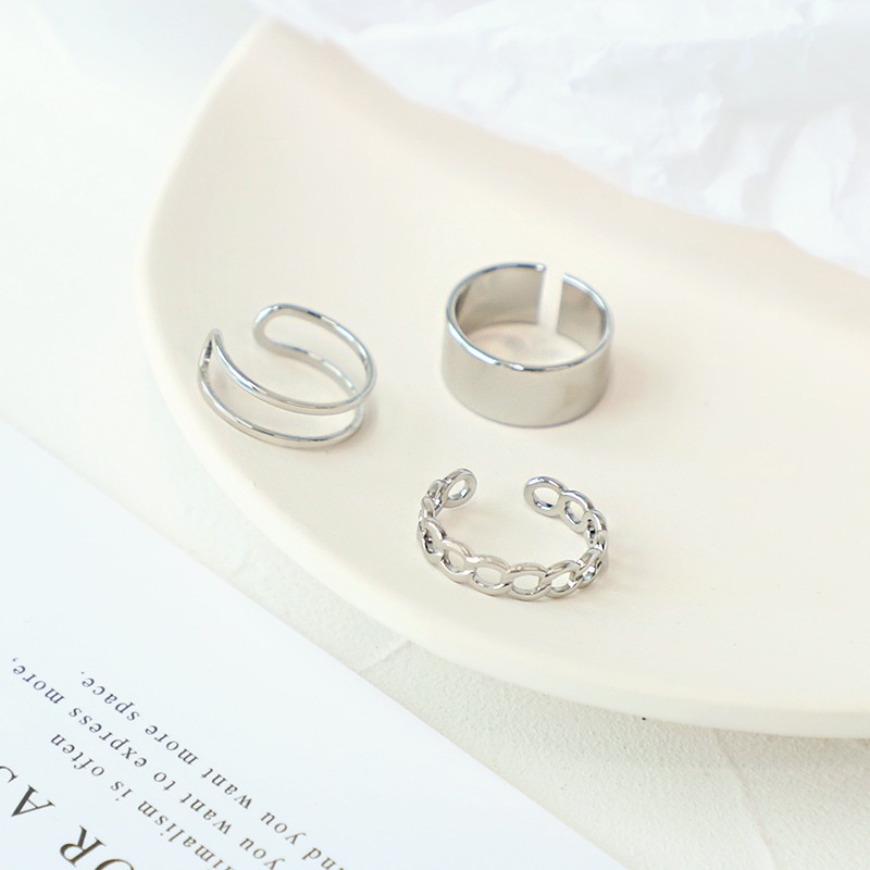 2021 Fashion Simple Hip Hop Design Silver Ring Retro Ring Set for Women ...