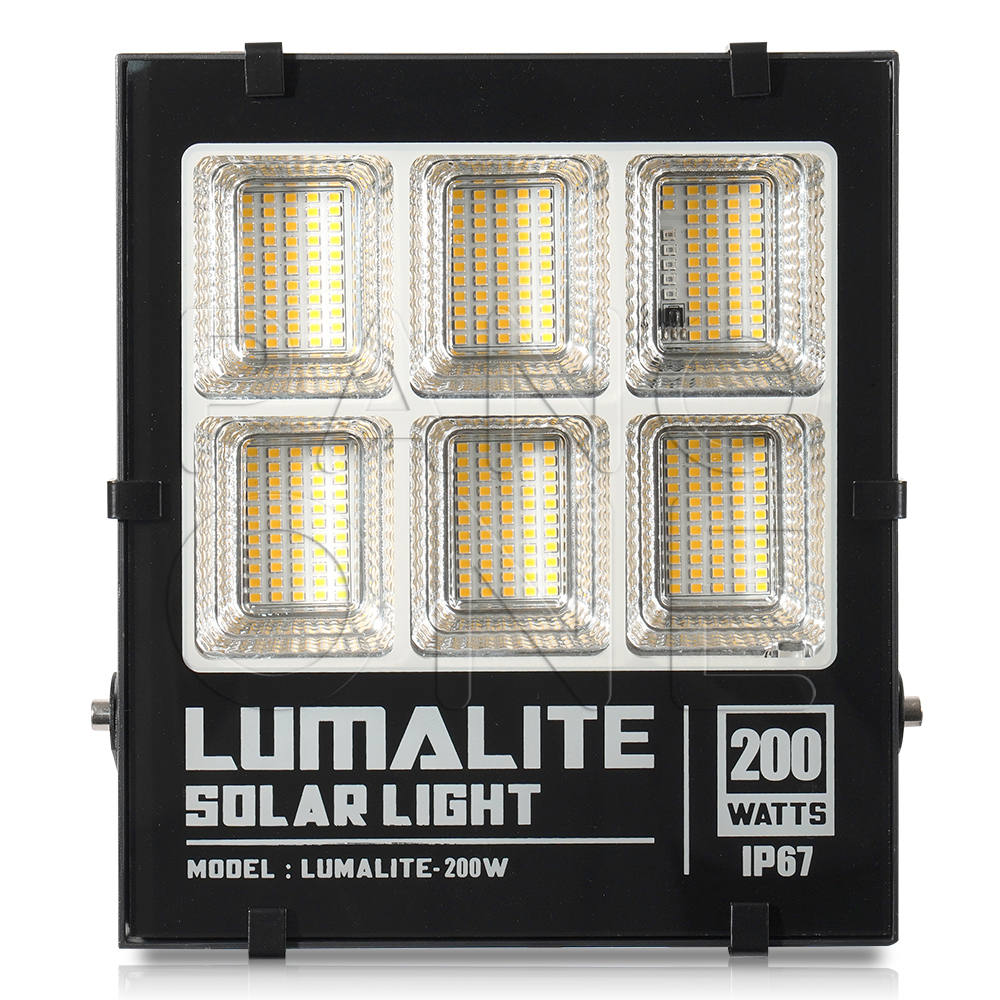 LUMALITE ไฟโซล่าเซลล์ ไฟสปอร์ตไลท์ 200W สี ขาว (White) วอร์มไวท์ (Warm ...