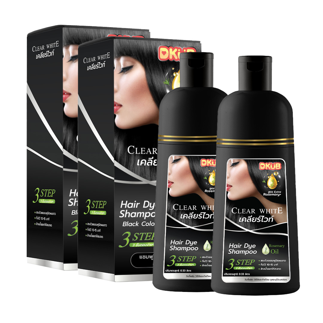 Promotion 2 ขวด!! แชมพูปิดผมขาว Clear White แชมพูเปลี่ยนสีผม แบรนด์ DKub สีดำ สีน้ำตาล | Lazada ...