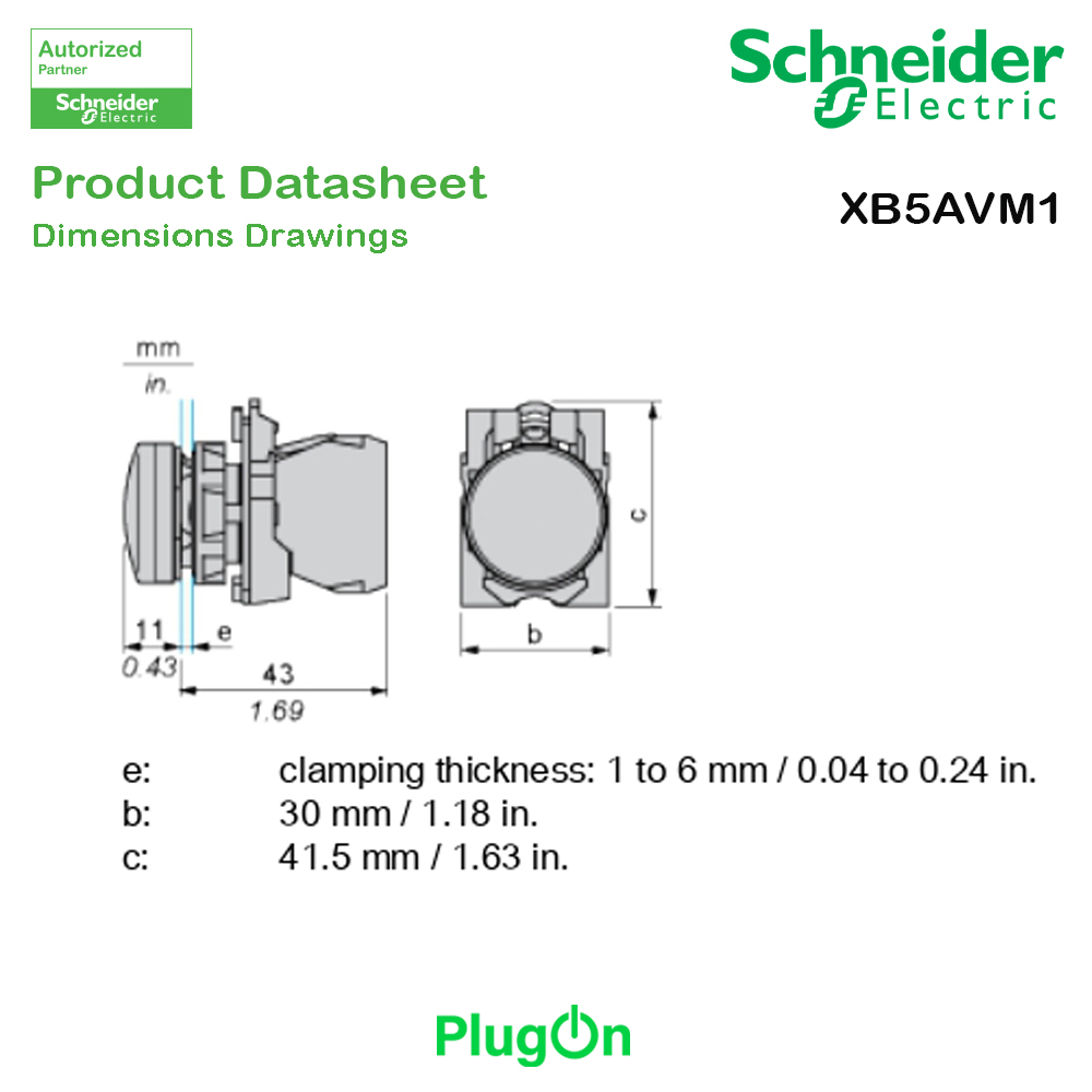 XB5AVM1 - Schneider Electric - ไพล็อทแลมป์ไฟแสดงสี แบบสีขาวชนิด LED ใช้ ...