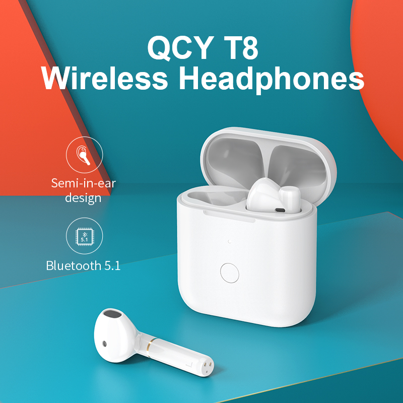 QCY T8 wireless bluetooth headset binaural semi-in-ear sports running ...