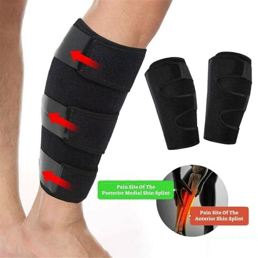 1*Adjustable Compression Wrap Calf Support Sports Brace Shin Splints ...