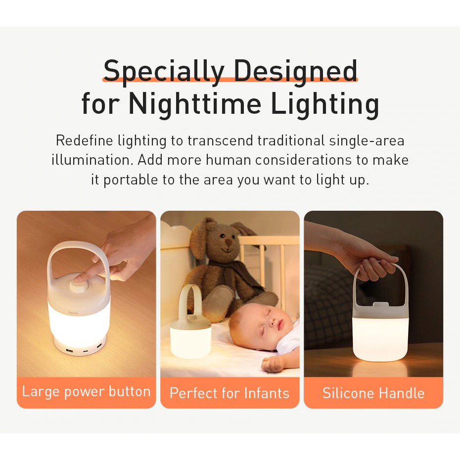 Baseus DGYB-02 โคมไฟตกแต่งห้อง ขนาดเล็ก Moon-white Series Knob Stepless ...