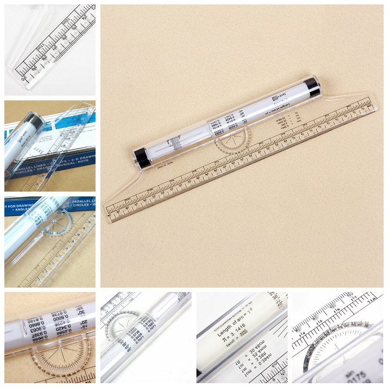 Crystalwave Multi-purpose Clear Metric Parallel Drawing Rolling Ruler ...