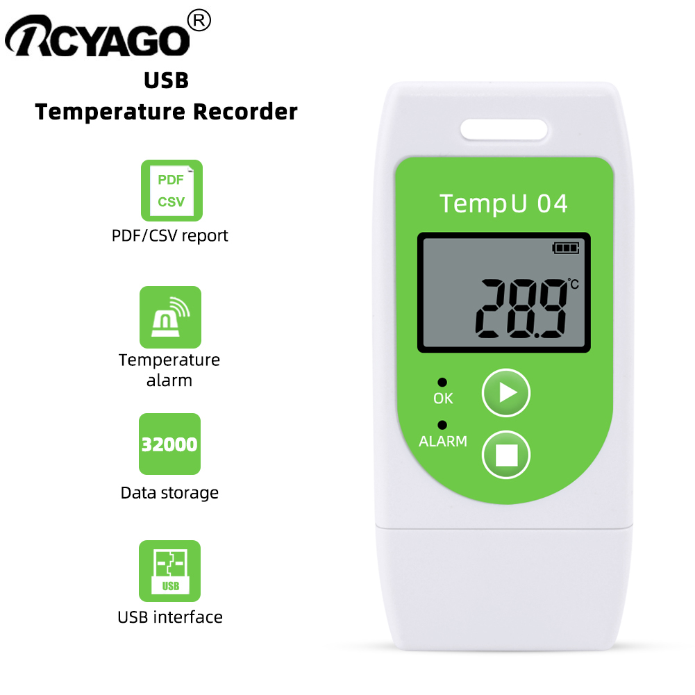 RCYAGO Digital Temperature Data Logger Disposable USB Temperature ...