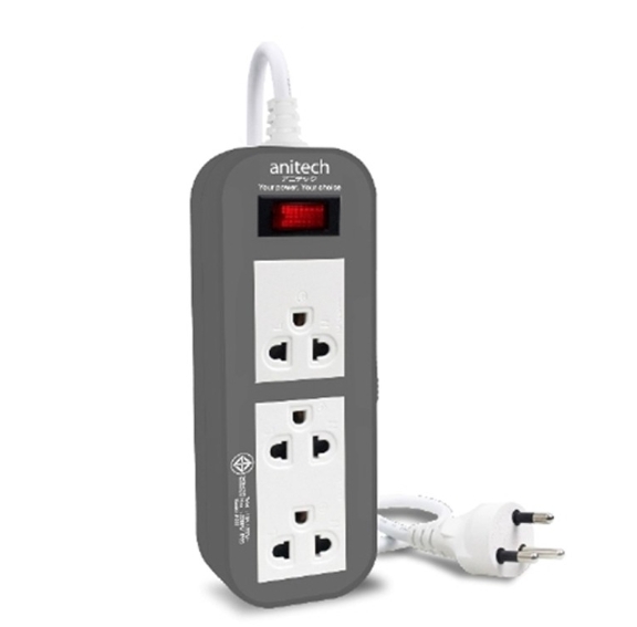 [H2033-WH] (ปลั๊กไฟ) ANITECH 3-WAY 3 SWITCH [H333-WH] 3M. WHITE รับ ...
