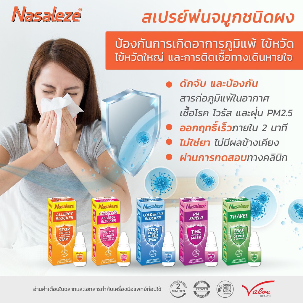 NASALEZE TRAVEL PM SHIELD CHILDREN ALLERGY COLD FLU BLOCKER สเปย์พ่น ...