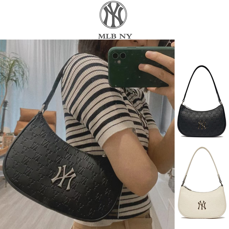 จัดส่งจากกรุงเทพแท้ MLB bag NY handbag PU กระเป๋าสะพายไหล่ Underarm bag ...