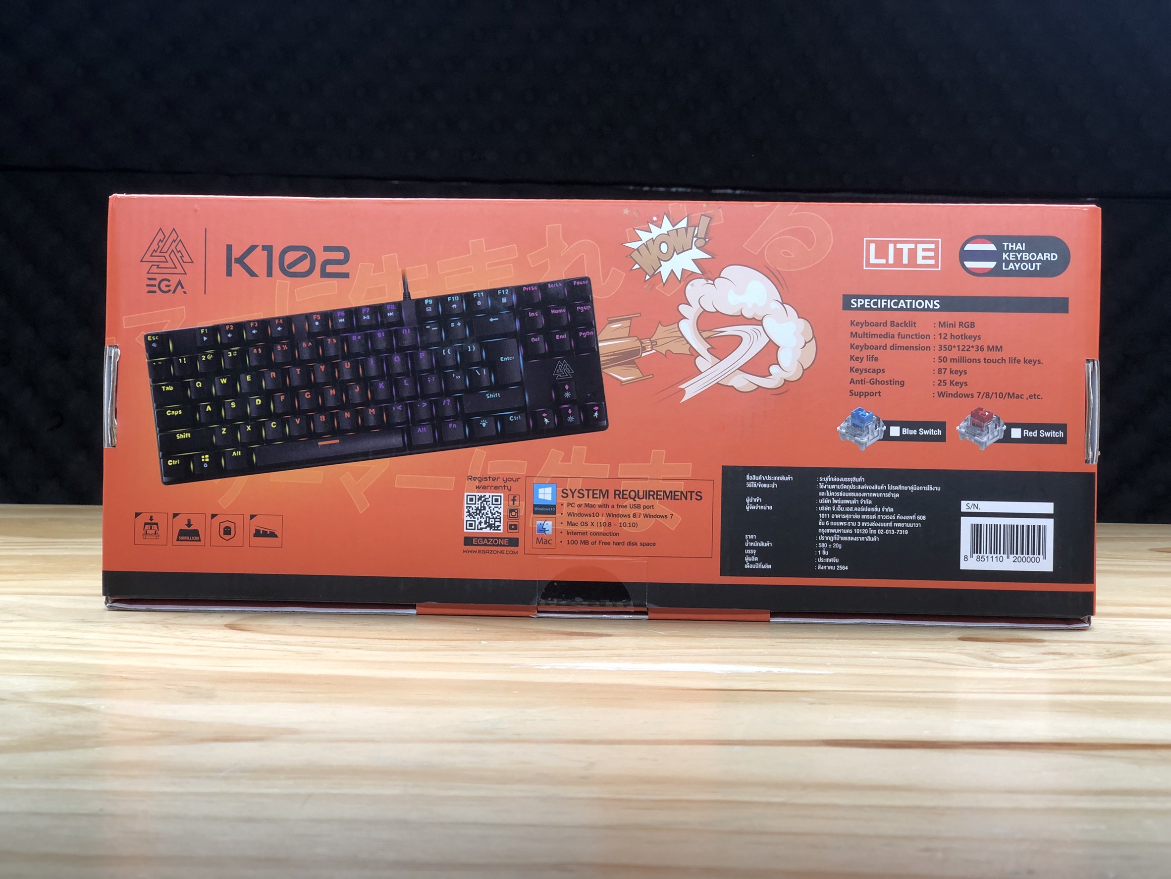 คีบอร์ด EGA Type K102 Lite TKL 80 Gaming Keyboard Mechanical Switch คี ...