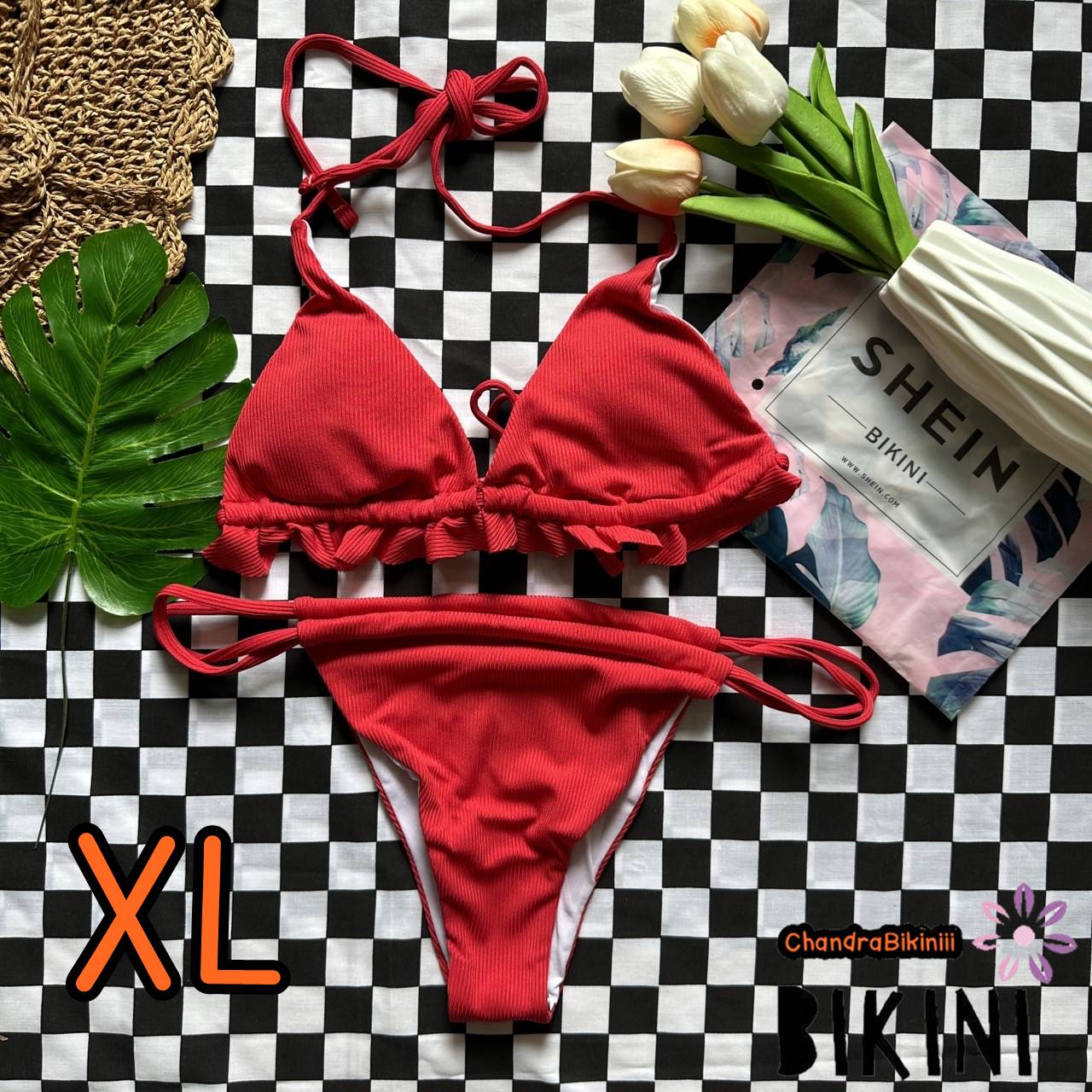 Shein Bikini ชุดว่ายน้ำแฟชั่น ชุดว่ายน้ำสีฟ้า พร้อมส่งจากไทย Blue Size