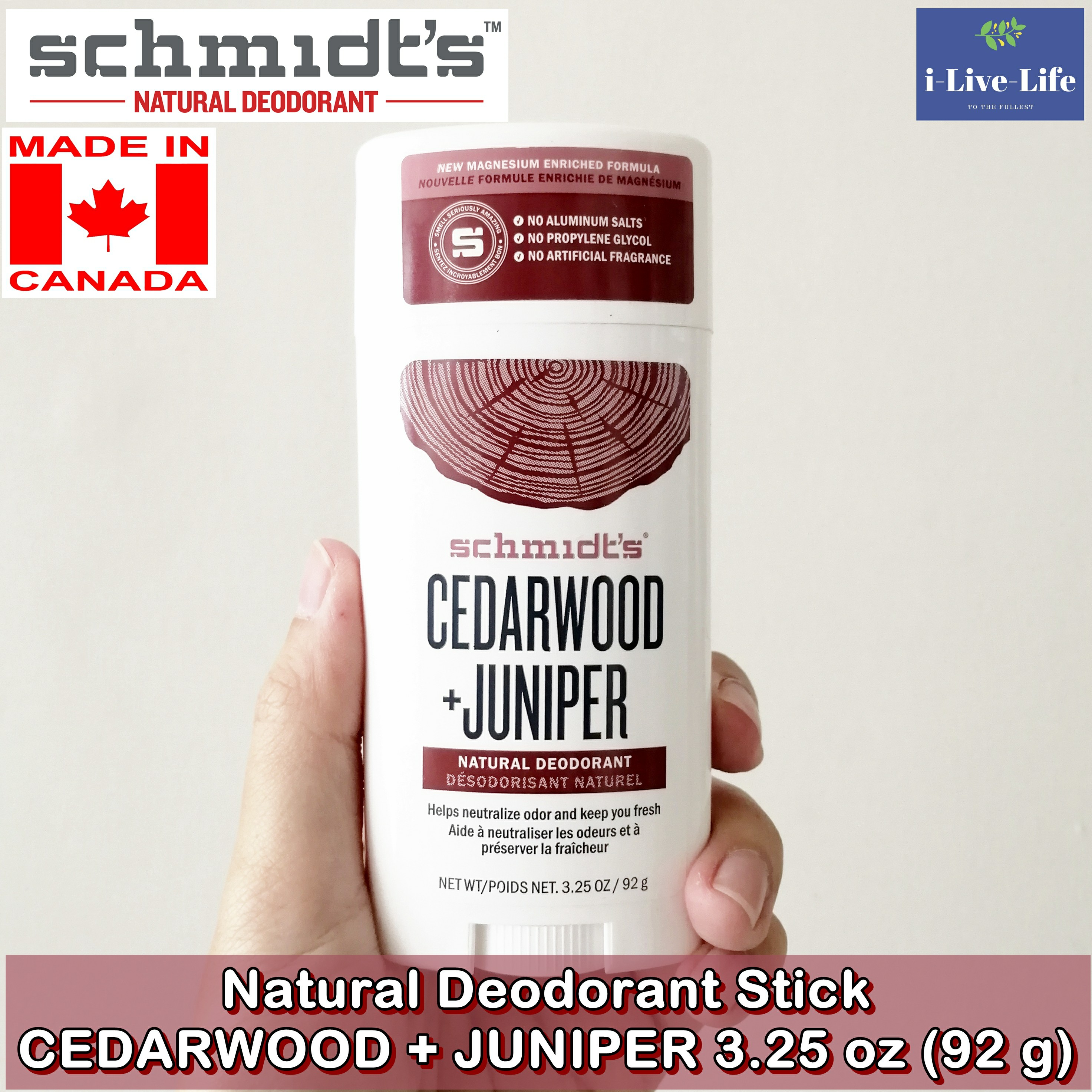 Schmidt's® Natural Deodorant Stick, CEDARWOOD + JUNIPER 92g #โรลออนสติ ...