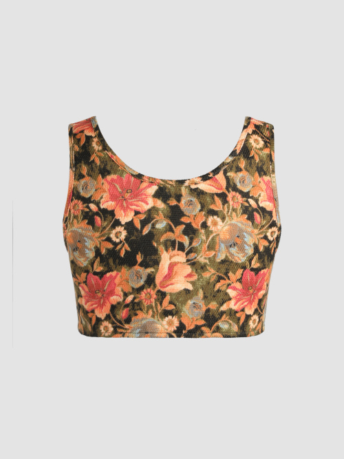 Cider Button Up Floral Tank Top - MixASale