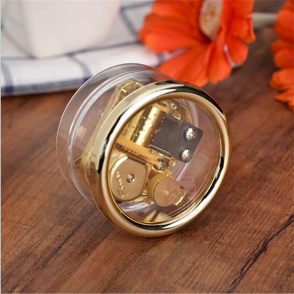 Acrylic Round Transparent Wind-up Clockwork Music Box Melody Kiss the ...