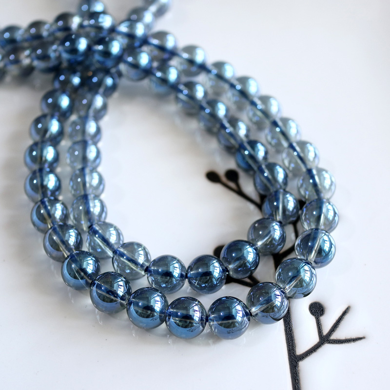 natural blue angel aqua aura crystal quartz 6-10mm round loose beads jewelry making DIY for ...