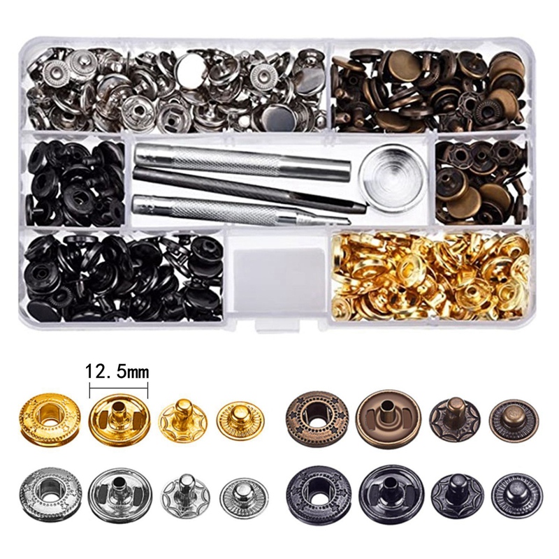 Metal Snap Button SUVSOON 50 Set Leather Snaps Fasteners Kit, 10mm Kit ...