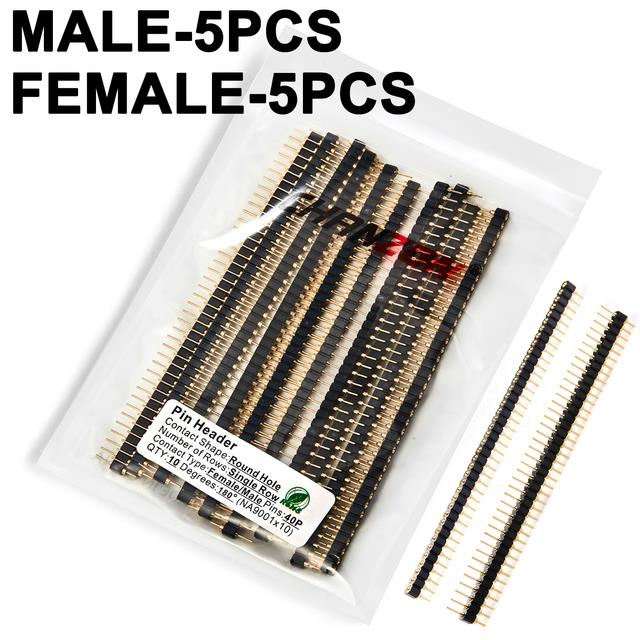 Male Female Round Single Row 40 Pin Header 2.54mm Breakable Pitch ...