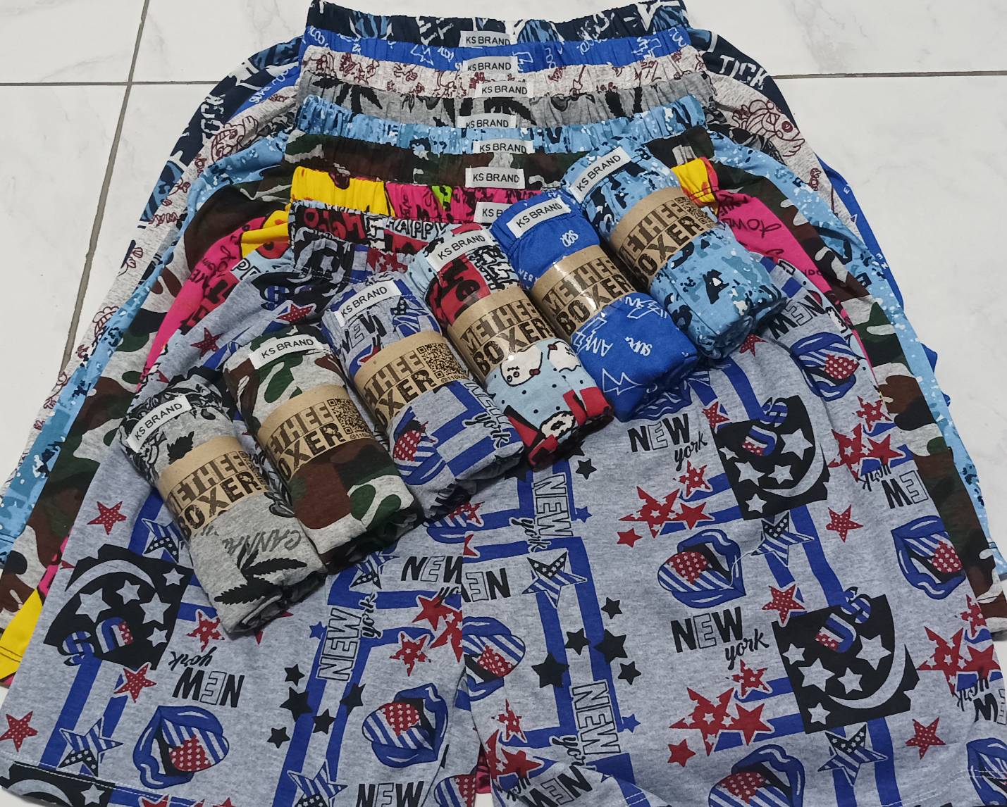 บ็อกเซอร์ Boxerผ้ายืด cotton Freesize SML ใส่ได้ คอตตอน แท้ คละสี คละ ...