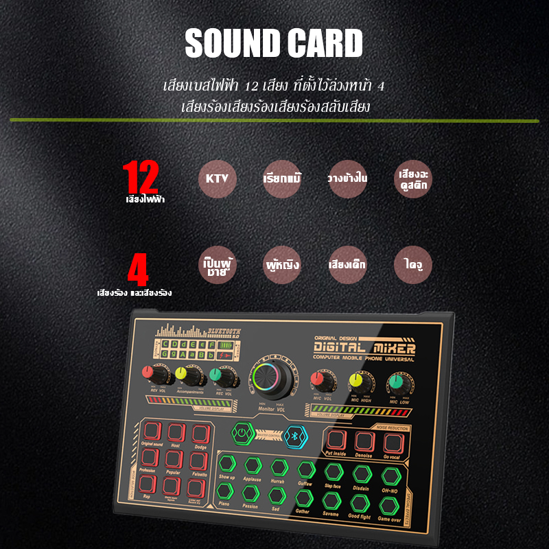 จัดส่งในพื้นที่SK6 sound card การ์ดเสียงคอมพิวเตอร์ คาราโอเกะ เครื่อง ...