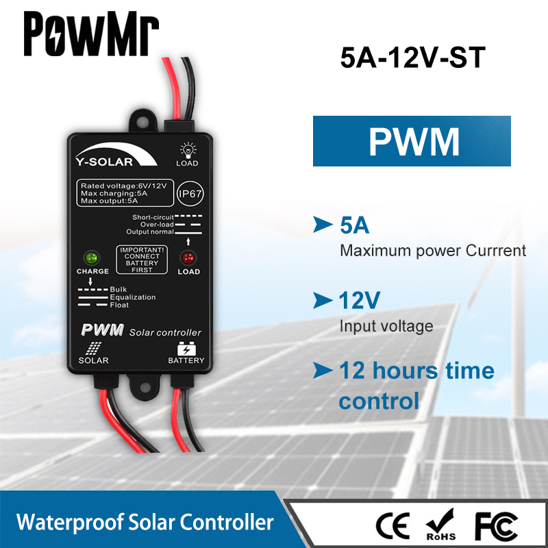PowMr Solar Controller Warranty Service 5A Waterproof Load On From Dark ...