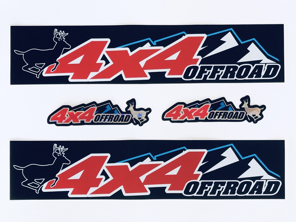 สติ๊กเกอร์ 4x4 off road 4wd สติกเกอร์ 4ชิ้น PVC + Foil Stickers 3D ตัว ...