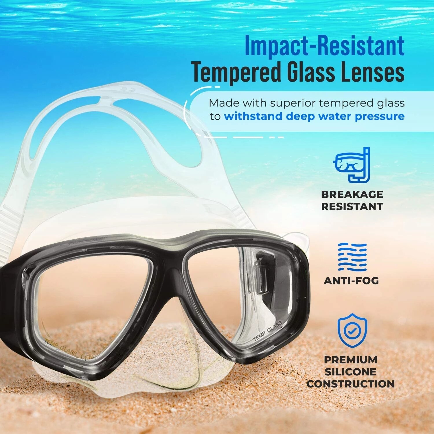 Mirror Lens Snorkel Set With Gopro Mount Diving Masks Snorkeling Set ...