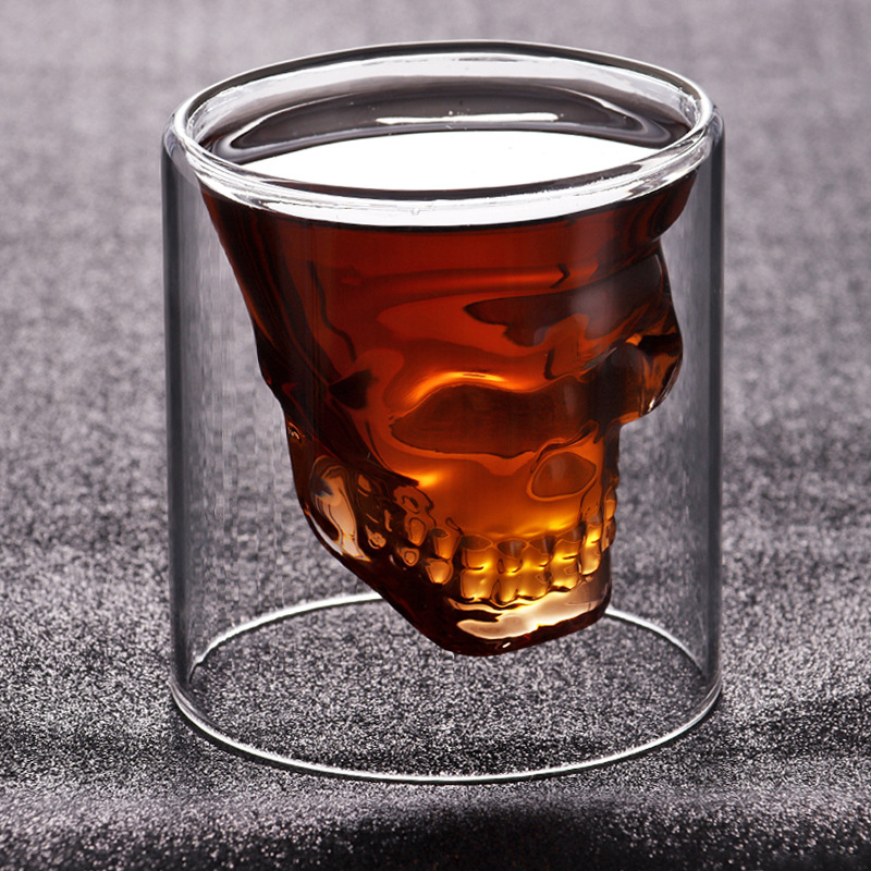 Skull Head Shot Glass Crystal Wine Cup Transparent Beer Steins ...