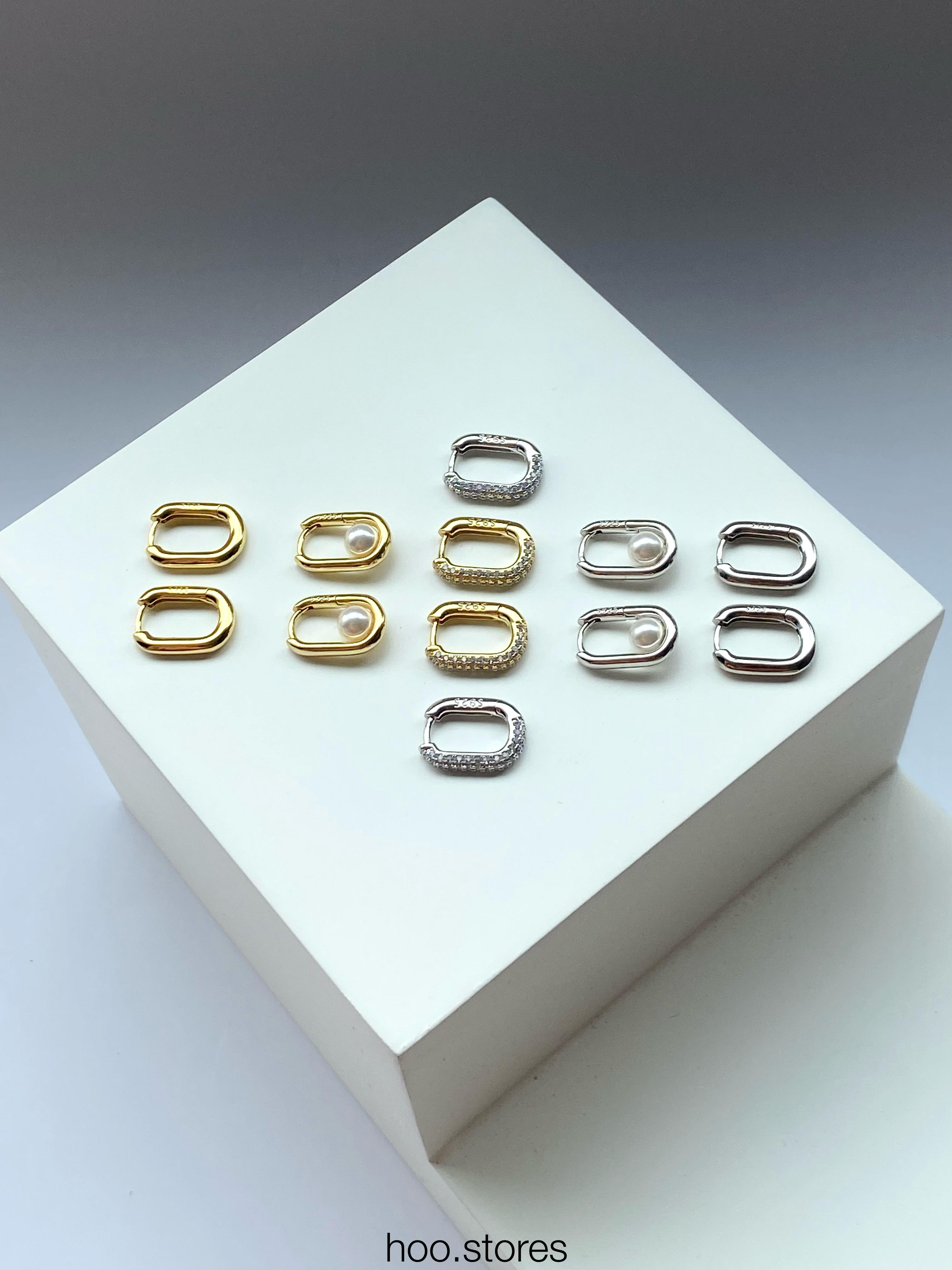 all silver 925 hoo.stores Classy U U Hoop (Rhodium18k Gold plated) ต่างหูห่วงเงินแท้ s925 ท้ัง ...