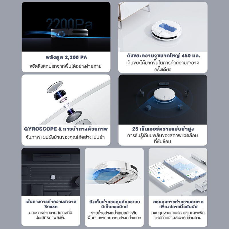 Xiaomi Mi Robot Vacuum Mop 2 2C 3C2 Lite หุ่นยนตร์ทำความสะอาดแบบไร้สาย ...