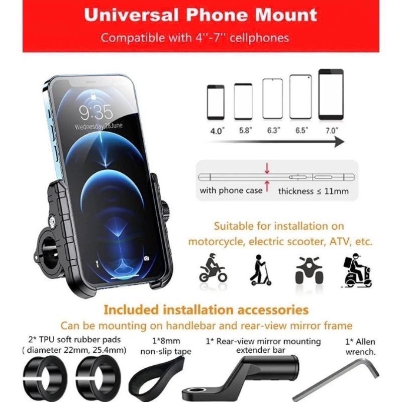 MOTOTEC MT-QD01 Polyflex Quick Release ที่จับมือถือ ที่ยึดมือถือ ...