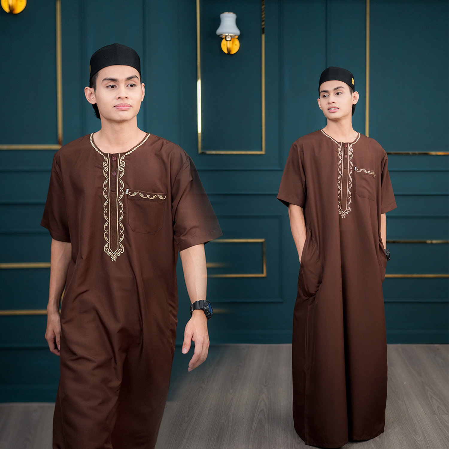 โต๊ปผู้ใหญ่แขนสั้น ทรงคอกลม ปักลาย สไตล์ซาอุดี ชุดแฟชั่นวัยรุ่นมุสลิม ...