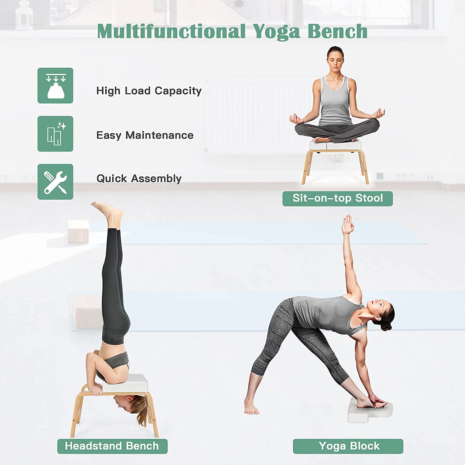 Yoga Headstand Bench Upside Down Chair for Balance Training Body ...