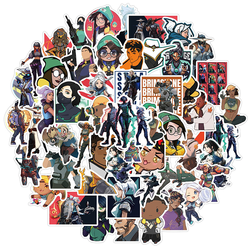【Youer】50Pcs Valorant PVC Stickers Decal Vinyl For Guitar Laptop ...