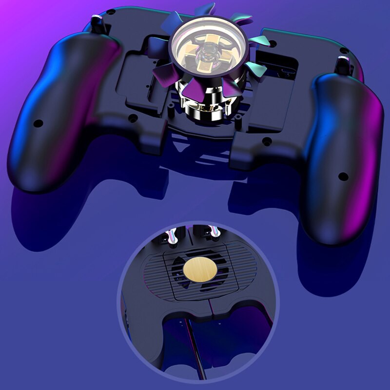 H6 Gamepad รุ่นอัพเกรด สีดำ (มีพัดลมระบายอากาศ) ด้ามจับ พร้อมปุมยิง ...