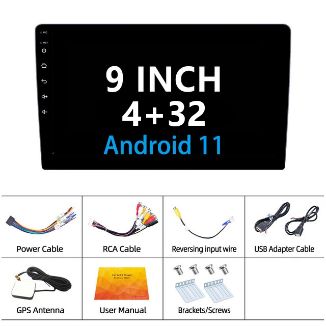 (4+32G)9 นิ้ว 2din Android 11 รถวิทยุเครื่องเล่นมัลติมีเดีย 2.5D ...