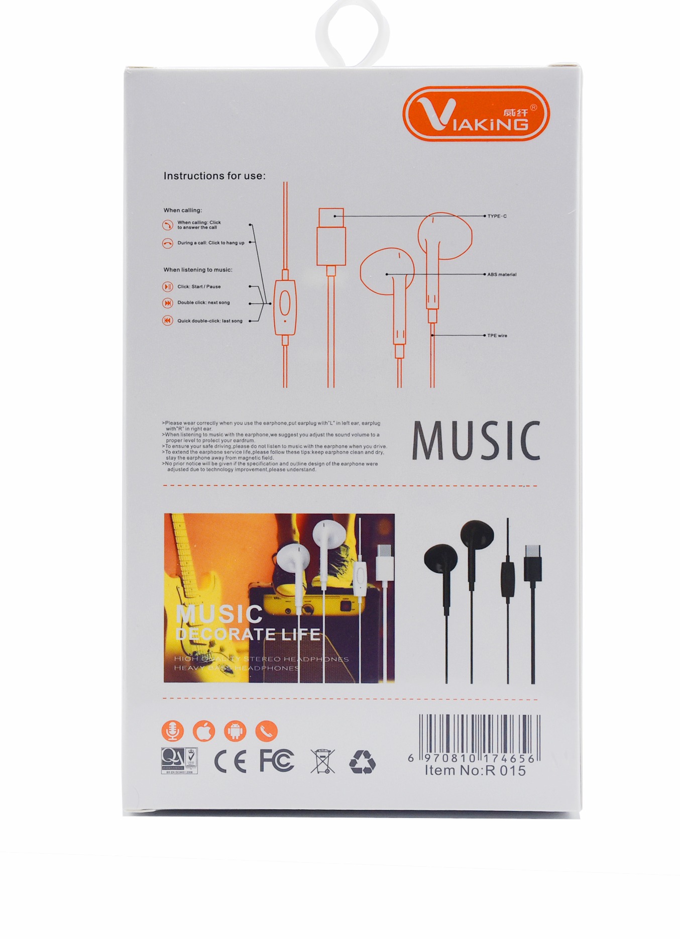 Viaking R015 หูฟังหัวType-C รับประกัน 1 ปี ฟังเพลง คุยโทรศัพท์ได้ ของ ...