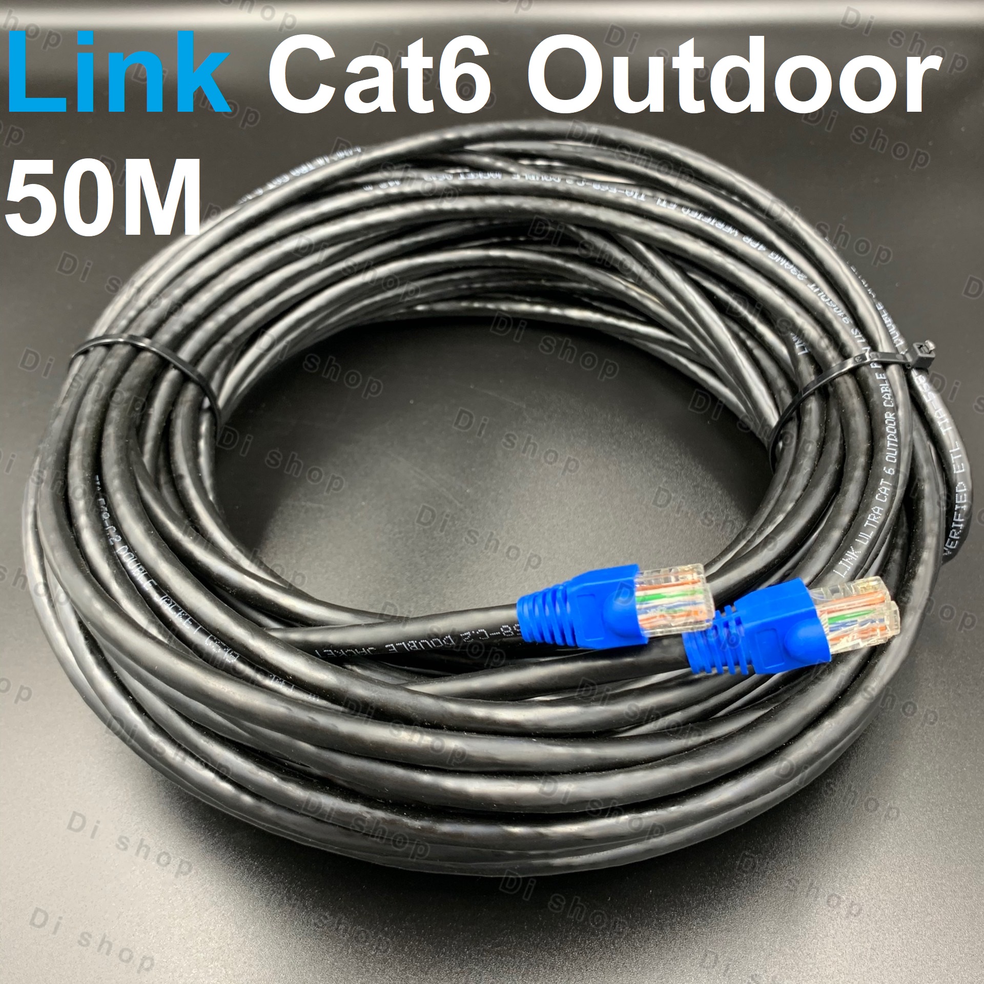 Link UTP Cable Cat6 Outdoor 50M สายแลน(ภายนอกอาคาร)สำเร็จรูปพร้อมใช้งาน ยาว 50 เมตร (Black) - Di ...