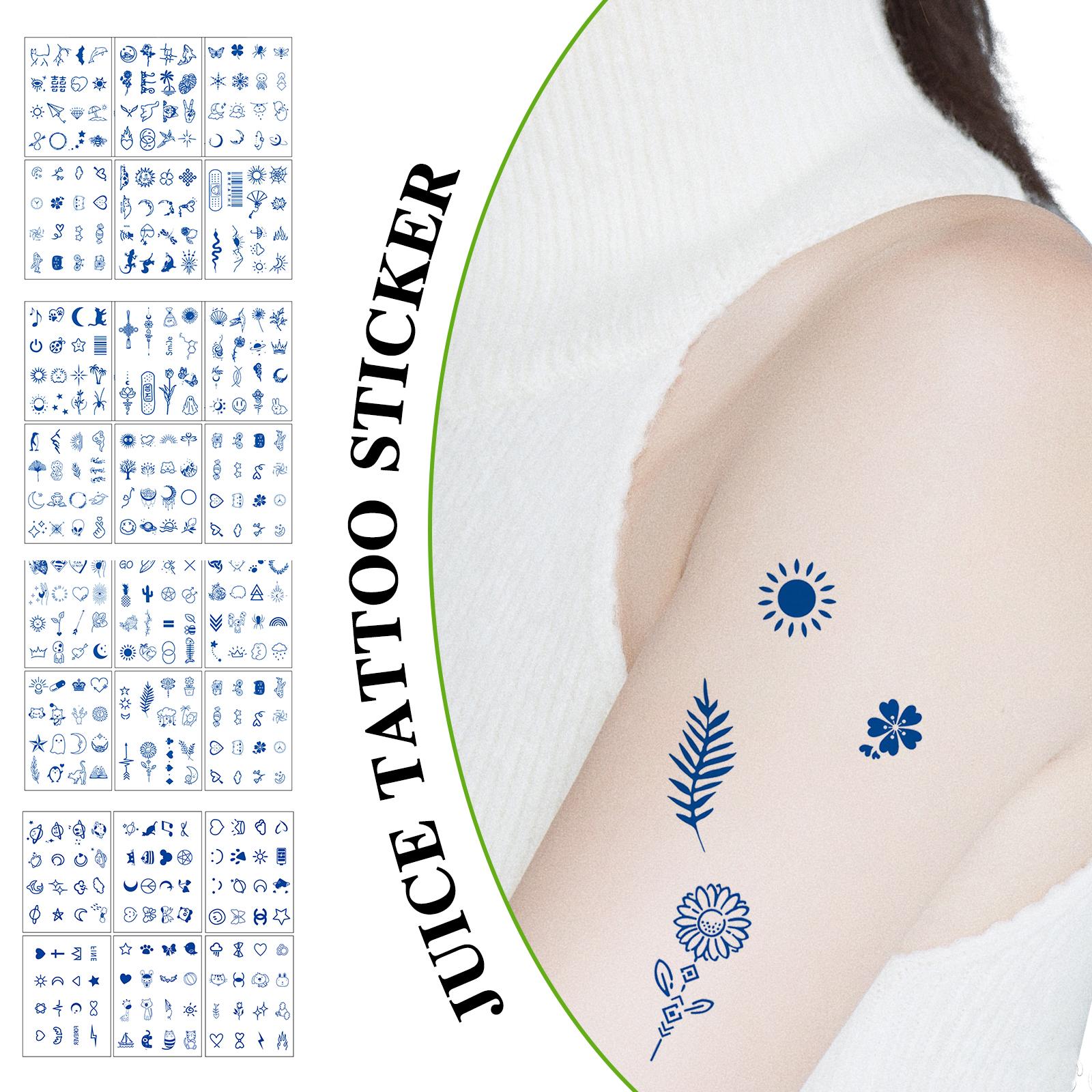 6 Sheet/96pcs Juice Temporary Tattoo Sticker Waterproof Cute Sticker ...