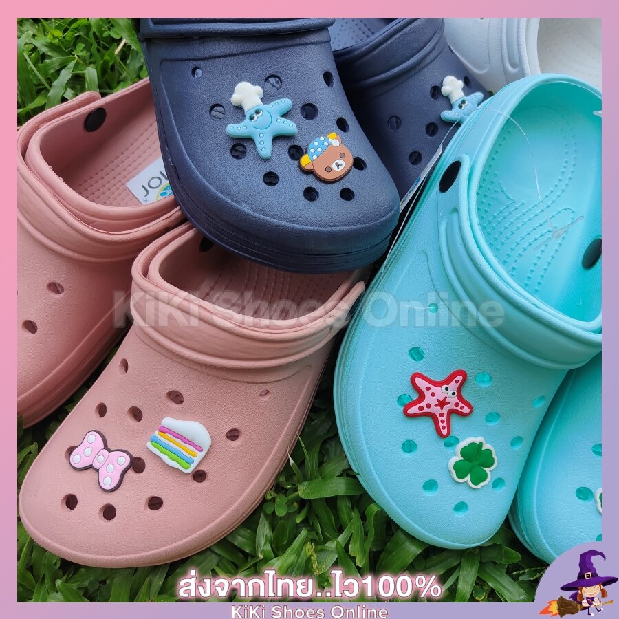 KiKi Shoes - รองเท้าแตะ รองเท้าใส่ในบ้าน รองเท้าหัวโต สไตล์ Crocs สี ...