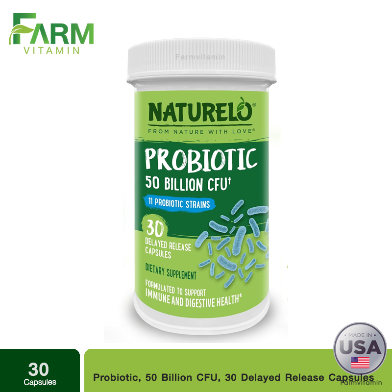 NATURELO, Probiotic, 50 Billion CFU, 30 Delayed Release Capsules ...