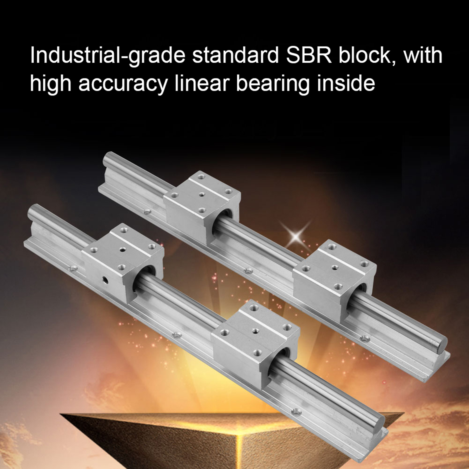 【ลดราคา】2 ชิ้น / เซ็ต 300mm 12mm SBR12UU Linear Slide Rail Shaft + 4Pcs ...