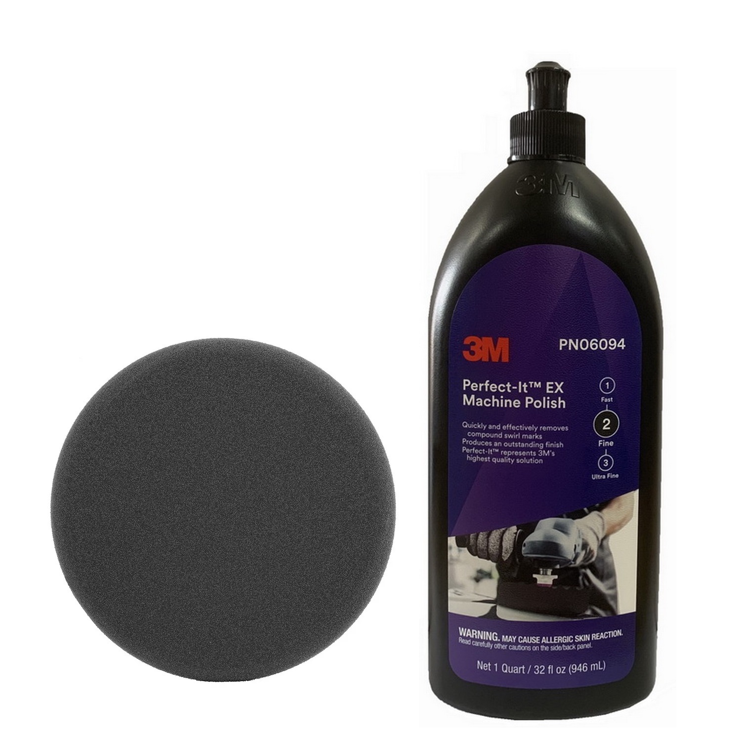 3M 6094 น้ำยาขัดละเอียดและชักเงาสีดำ + ITP ฟองน้ำขัดสีดำ 6" | Lazada.co.th