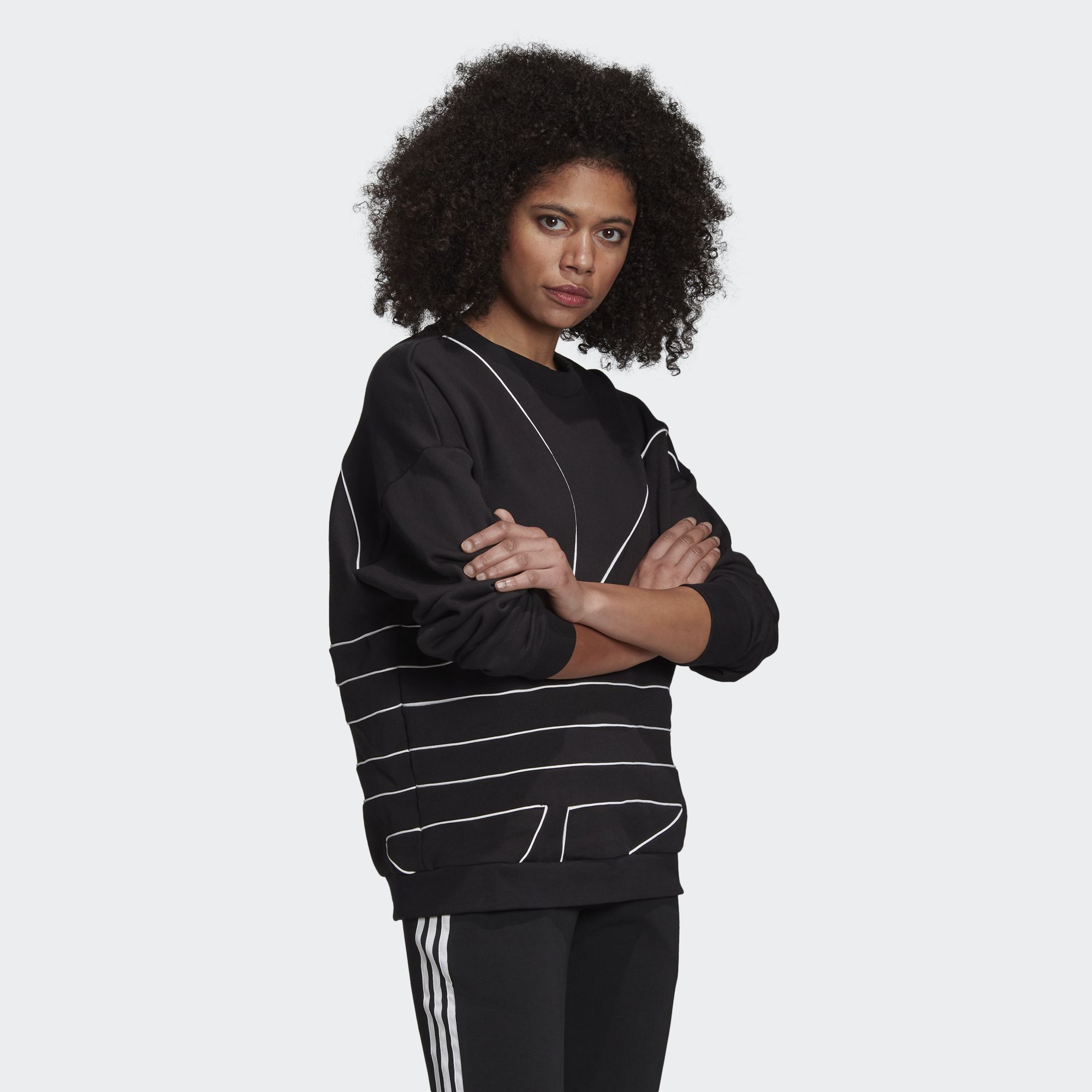 adidas ORIGINALS Large Logo Sweatshirt ผู้หญิง สีดำ GD2415 - adidas ...