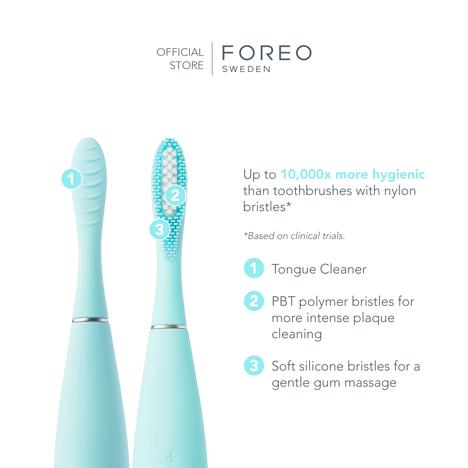 FOREO ISSA 2 Mint แปรงสีฟันไฟฟ้า ฟอริโอ้ อิซซ่า 2 สีเขียวมิ้นท์ - FOREO ...