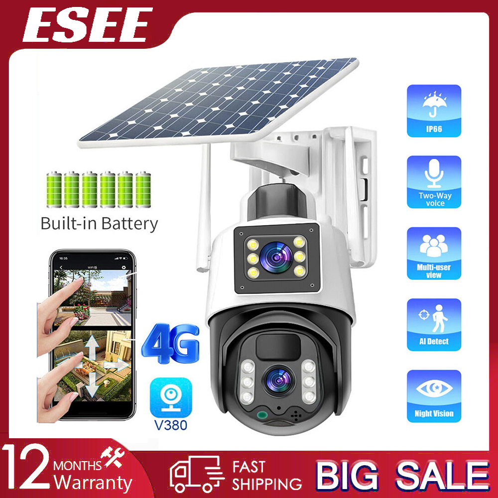 ESEE v380 pro 4G sim card solar CCTV camera wireless outdoor, 8MP 4K ...