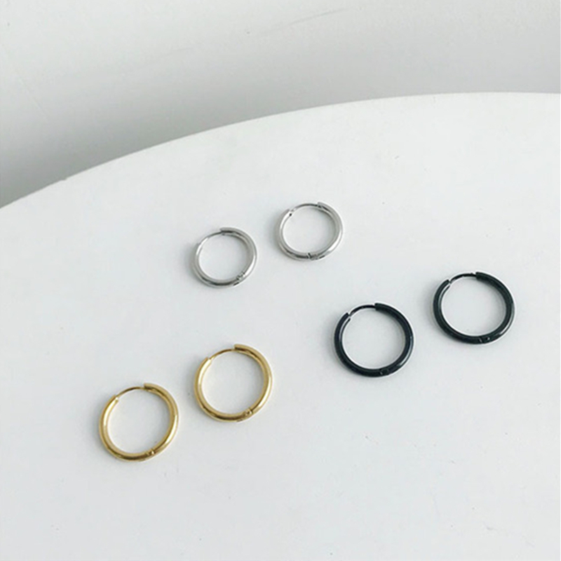 TOSOKO 316L Stainless Steel Ear Buckle for Women Simple Classic Small Steel Earrings Stud Thin ...