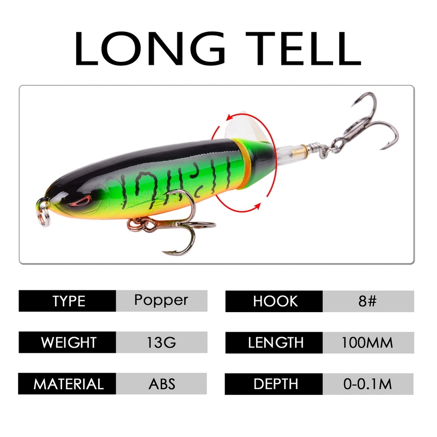 5PCS Whopper Plopper Bait 10cm 13g Topwater Fishing Lure Set Floating ...