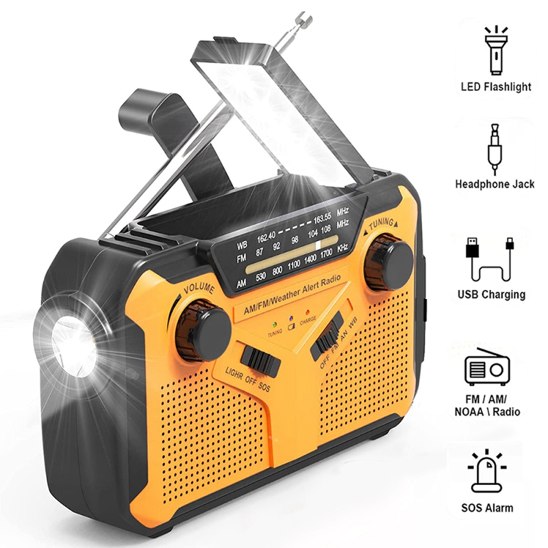 Digital AM/FM/WB Radio Solar Powered Hand Crank USB Output Radio ...