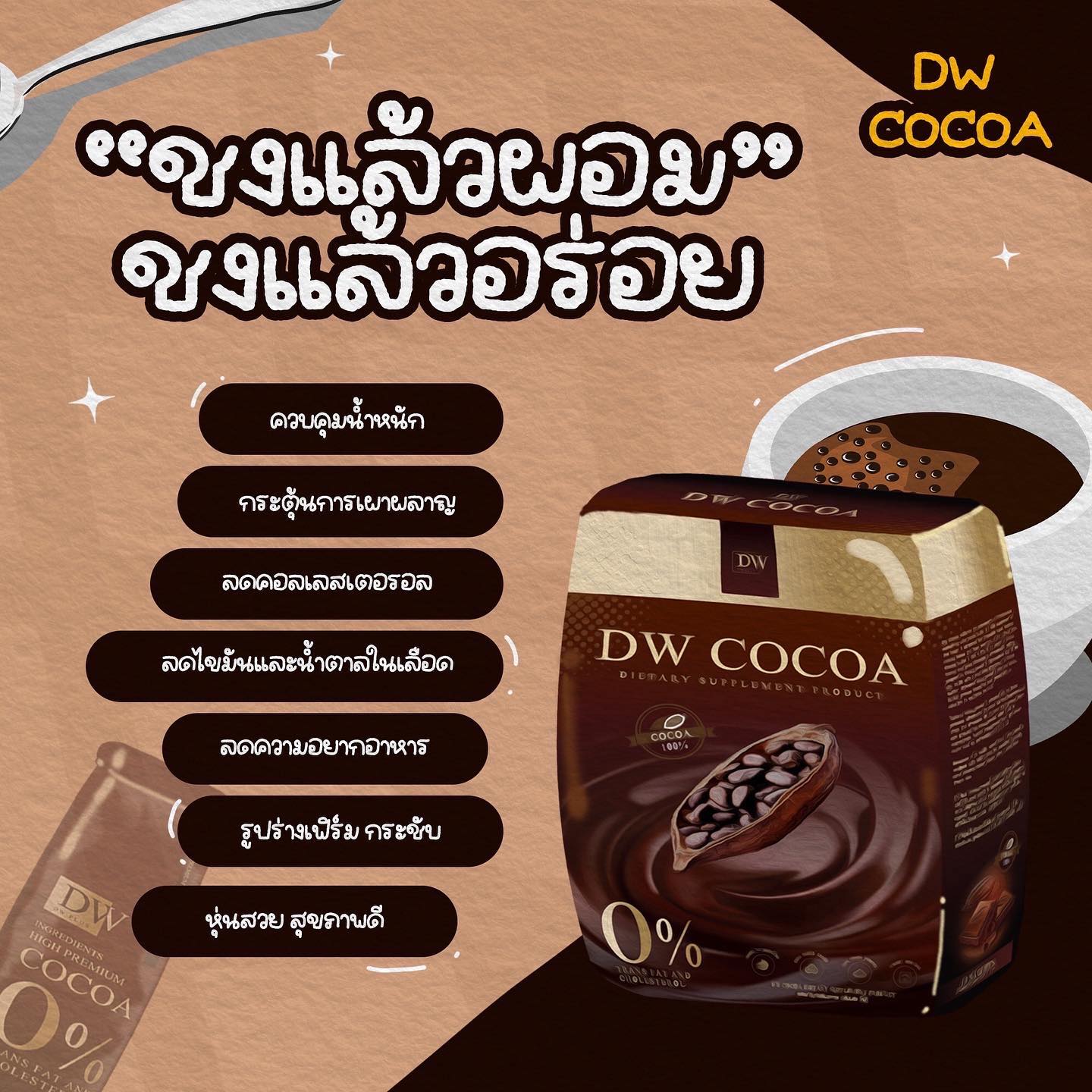 DW COCOA โกโก้คุมหิว ดีดับบลิว DW Plus โกโก้เพื่อสุขภาพ (1 กล่อง ...