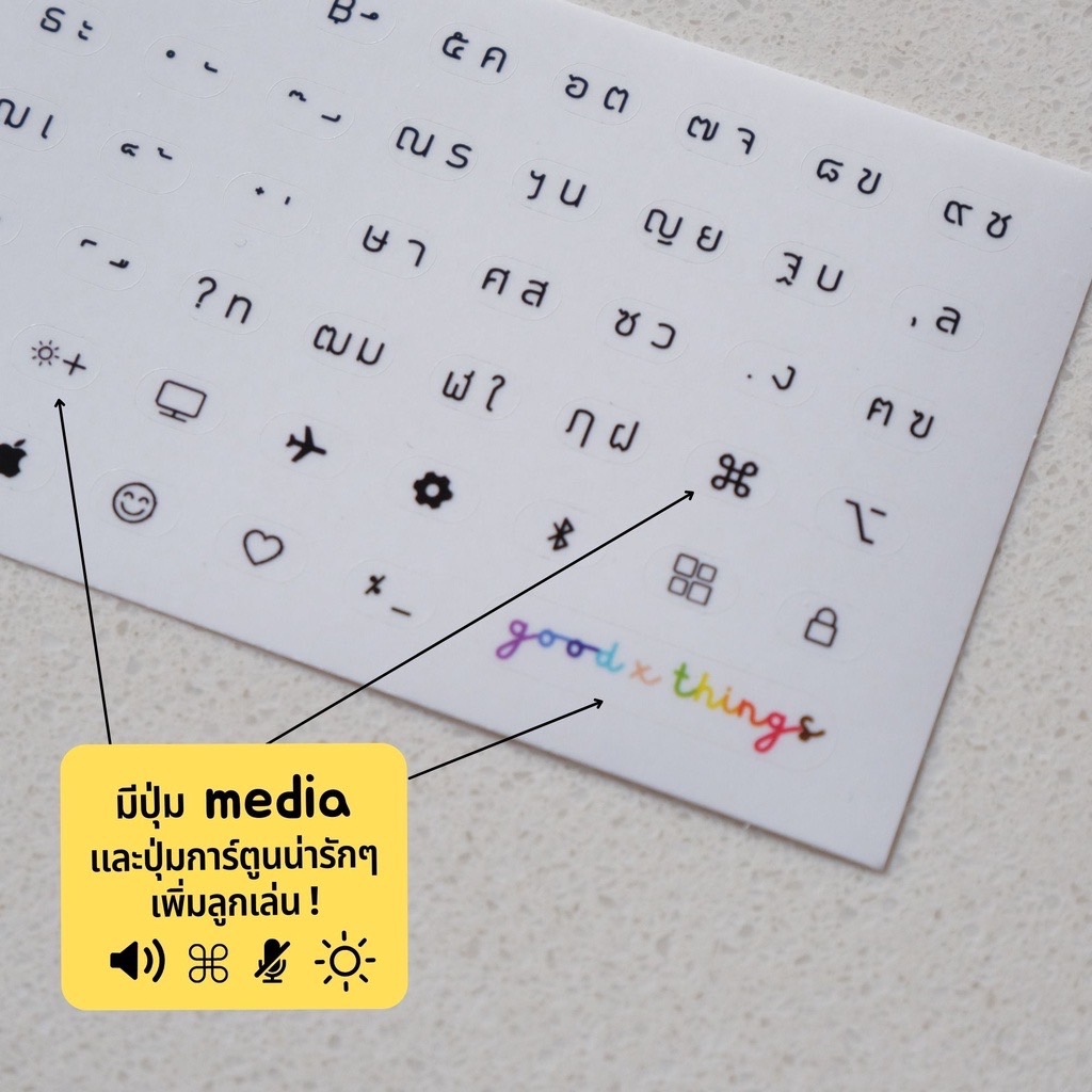 สติ๊กเกอร์ติดแป้นพิมพ์ ภาษาไทย - อังกฤษ สติ้กเกอร์คีย์บอร์ด Sticker ...